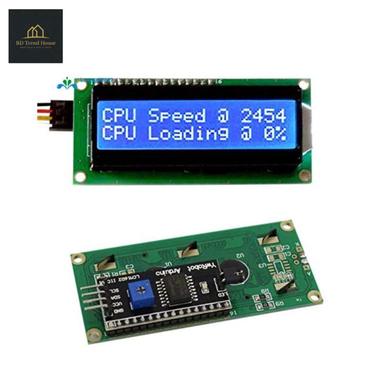 1602 LCD Display with I2C interface module Blue Backlight | Daraz.com.bd