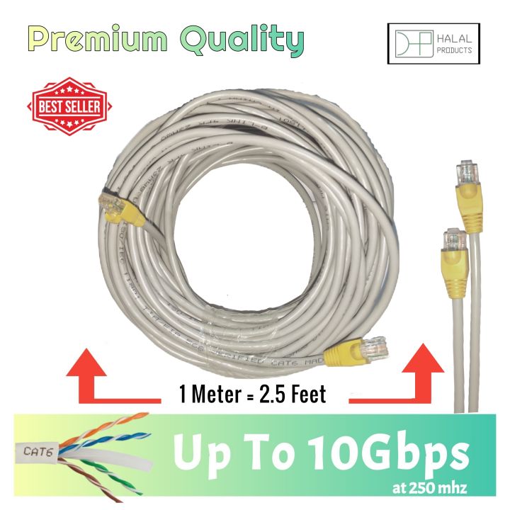 RJ45 Cat6 Ethernet Network Cable | 1 Meter (2.5 Feet) | High-Speed LAN ...