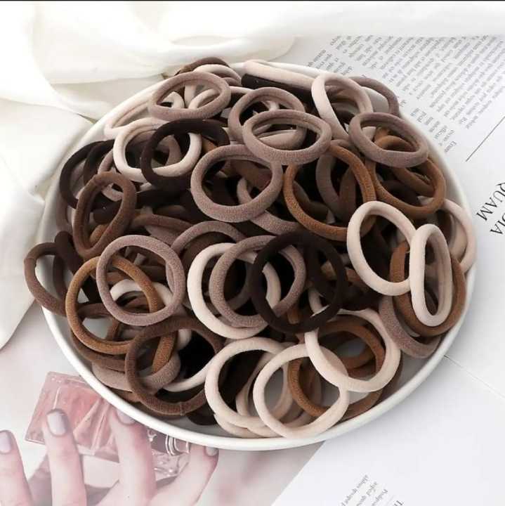 60 pcs Brown Dark Color Hair Band Ties, Cute Elastic Basic Hair Ban ...
