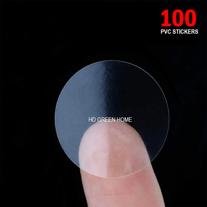 100 pcs x 2.5cm Round Clear PVC Sticker Dot Transparent Box Seal ...