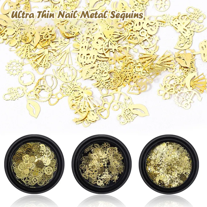 100Pcs Boxed Nail Decoration Ultra Thin Metal Sequins Shine Stereoscopic Nail Accessories Nail ...
