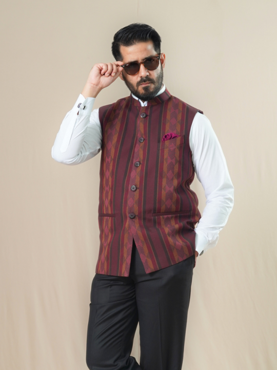 Gentleman’s Wardrobe Maroon Patterned Coaty for men | Daraz.com.bd