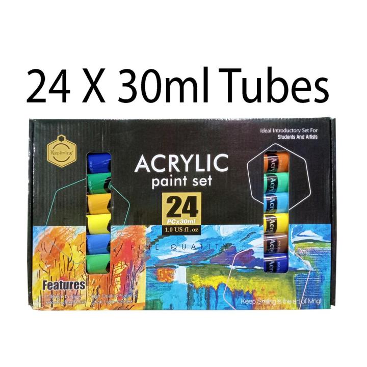 Keep Smiling 24 Acrylic Color Box, 30ml Paint Set for Professional ...