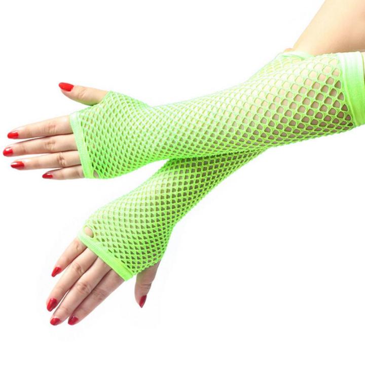 【ALLGOOD】Anvieroes Ladies Girls Neon Fingerless Fishnet Lace High ...