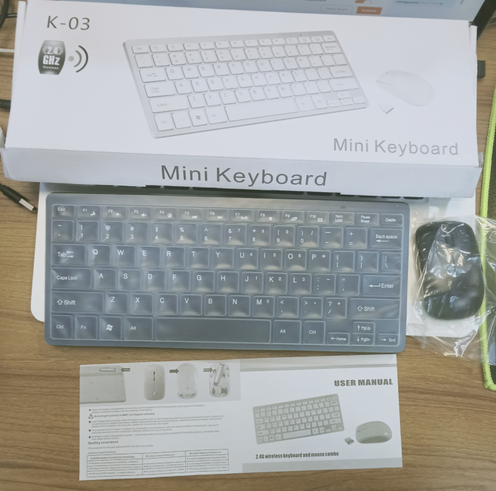 K03 2.4G Ultra Slim Wireless Keyboard and Mouse Combo For Laptop Desktop Black Lindaa | Daraz.com.bd