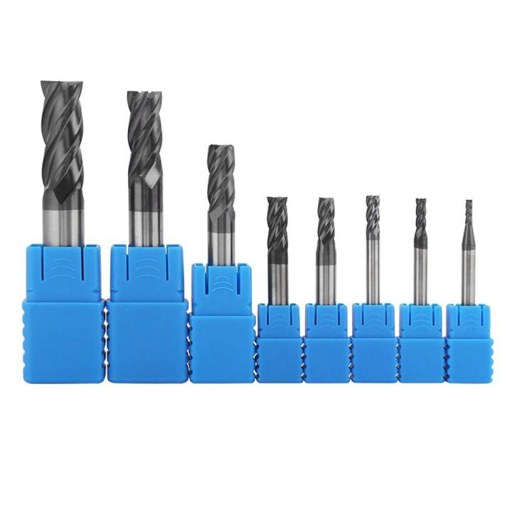 8Pcs 2-12mm Carbide End Mill 4 Flutes End Mill Set Milling Cutter Tool ...