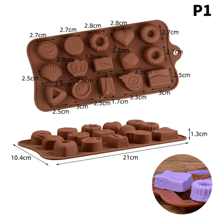 1Pc 15 Holes Chocolate Mold Fudge Ice Cube Silicone Mold DIY Christmas ...