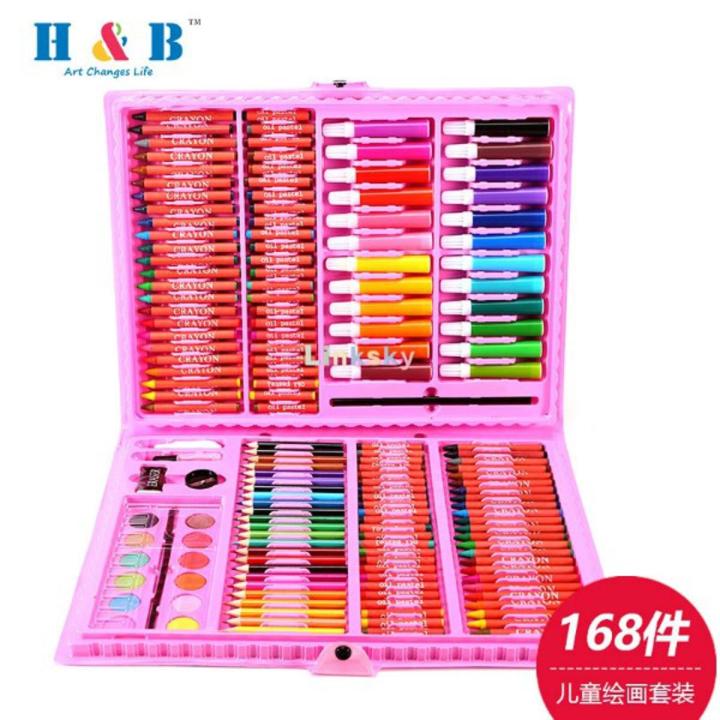 H & B 168 Piece Deluxe Art Set for Kids, Crayon, Oil Pastel, Color ...