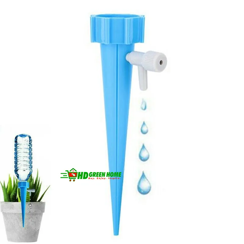 (Blue) Plant Auto Watering Spike with Control Valve Automatic Irrigation Water Spike Dripper ...
