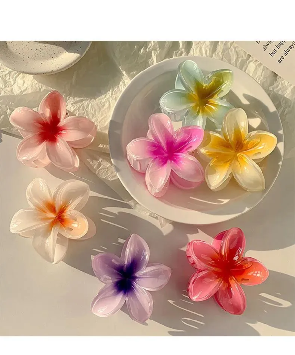 Flower Claw Clip for Women, Preppy Flower Hair Clip, Hawaiian Plumeria ...