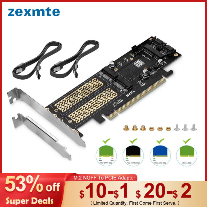 Zexmte M.2 NVMe SSD NGFF To PCIE 4X Adapter B+M Key Interface Card ...