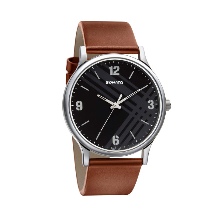 Smart Plaid in Black Dial Leather Strap Watch 77105SL02 | Daraz.com.bd