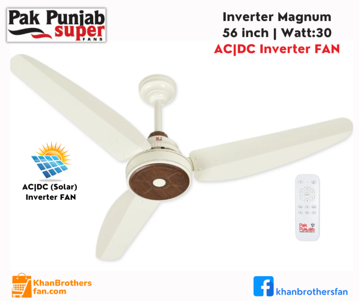 Pak Punjab MAGNUM AC/DC Inverter BLDC Ceiling fan with Remote, Size: 56″, 30w, Made in Pakistan ...
