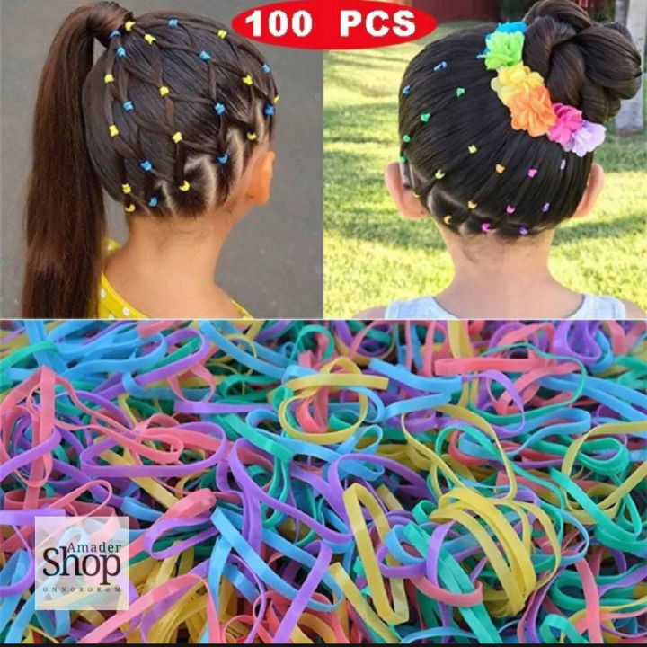 100 Pcs Elastic Hair Ropes Colorful Girls Rubber Band Hair Rings Mini ...