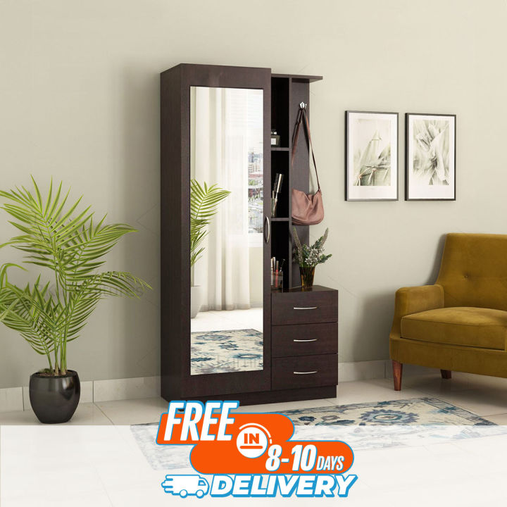 RK MDF BOX Dressing Table with Shelves and Multiple Drawers Walnut ...