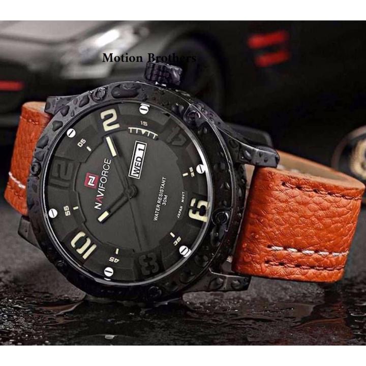JGFJ NAVORC COP PU Leather Analog Watch For Men | Daraz.com.bd