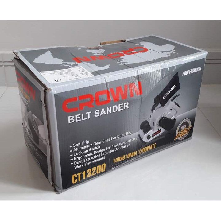 CROWN Belt Sander 1200W Surface 100mm & Belt 610mm Wood Finishing Tools ...