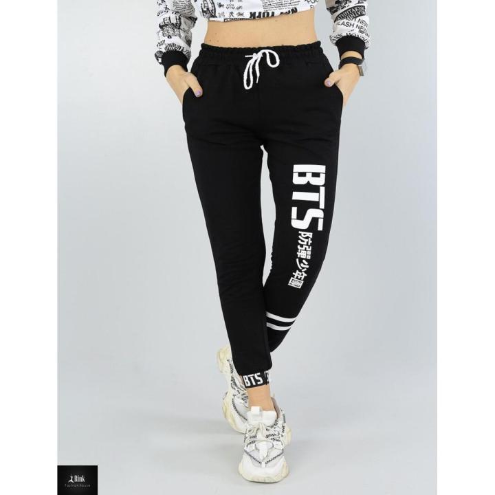 Bts black-printed-women-sweatpants-bottoms | Daraz.com.bd