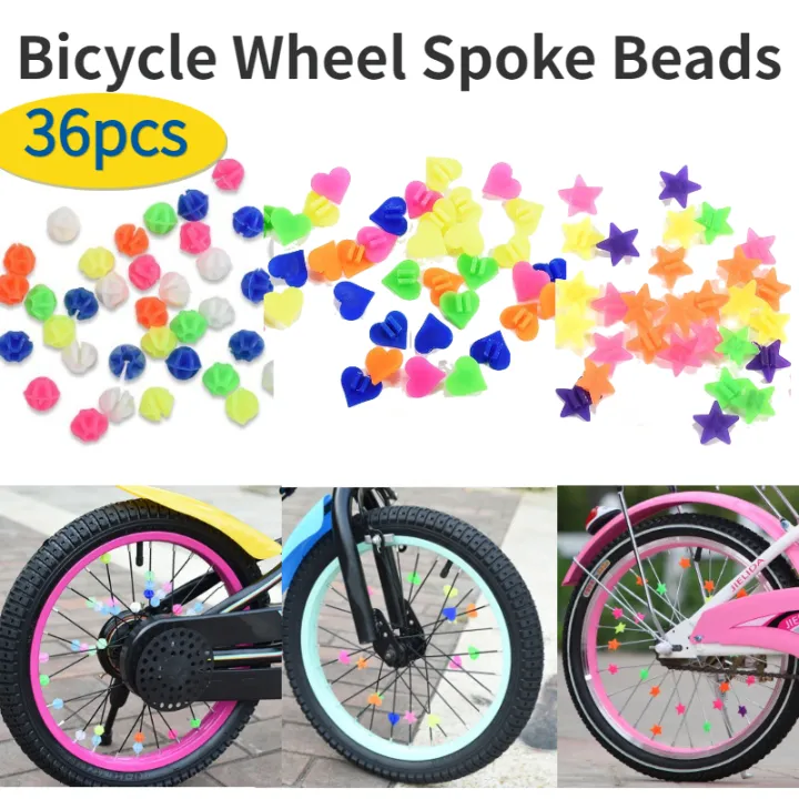 36pcs Bicycle Wheel Spoke Beads Multiple Color and Shape Children Bike Spoke Bead Cycling ...