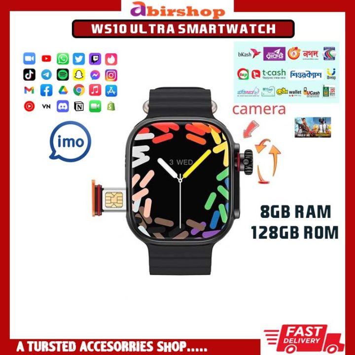 WS10 Ultra 5G Smart Watch RAM 8GB ROM 128GB Playstore Rotating Camera For Front And Rear 2.01 ...
