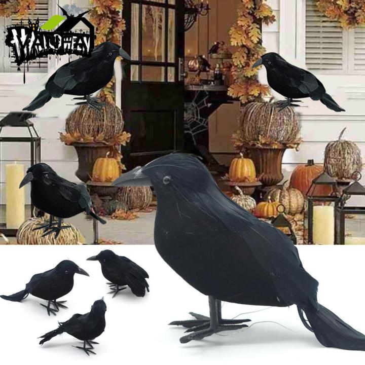 Realistic Handmade Feathered Crow Statue Perfect Indoor/outdoor Party ...