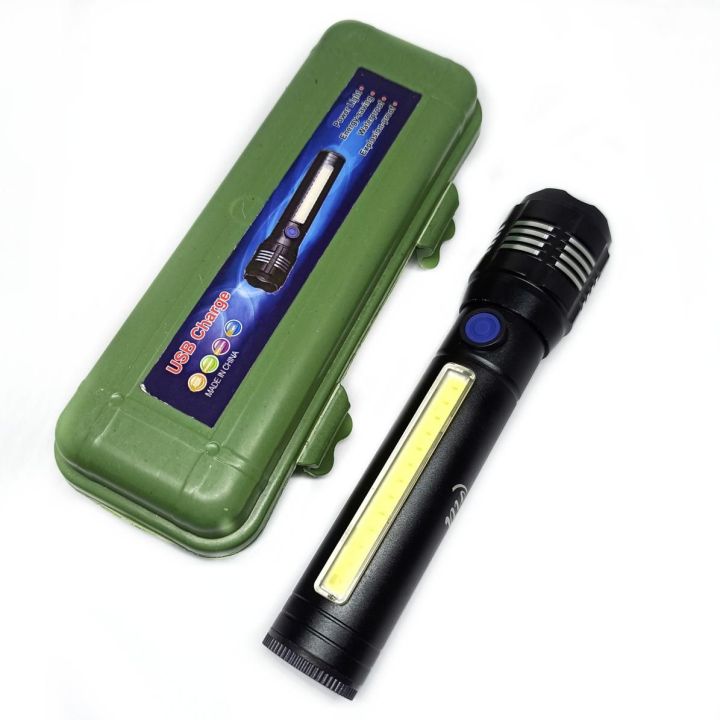 Metal Body Rechargeable Dual Light Zoomable LED Torch & Flashlight With ...