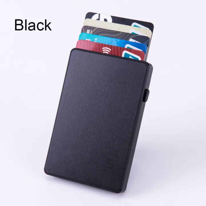 (New) slim aluminum card wallet RFID pop-up push button bank credit ...
