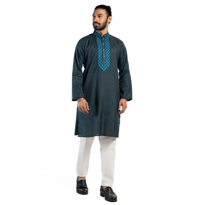 Kay Kraft Turquoise Endy Embroidered Panjabi Men'S Panjabi For Men ...