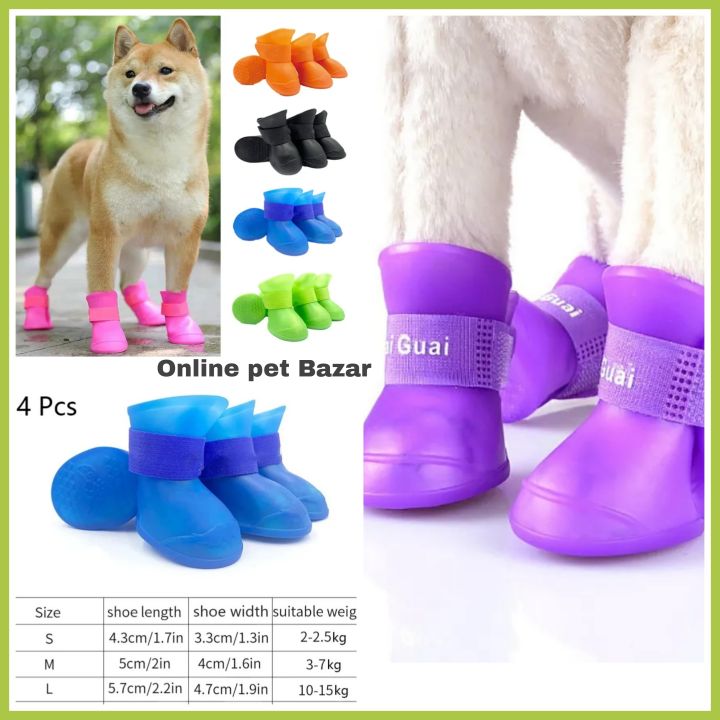 4Pcs/Set Pet Cat and Dog Cat Rain Shoes Non-Slip Waterproof Outdoor Pet ...