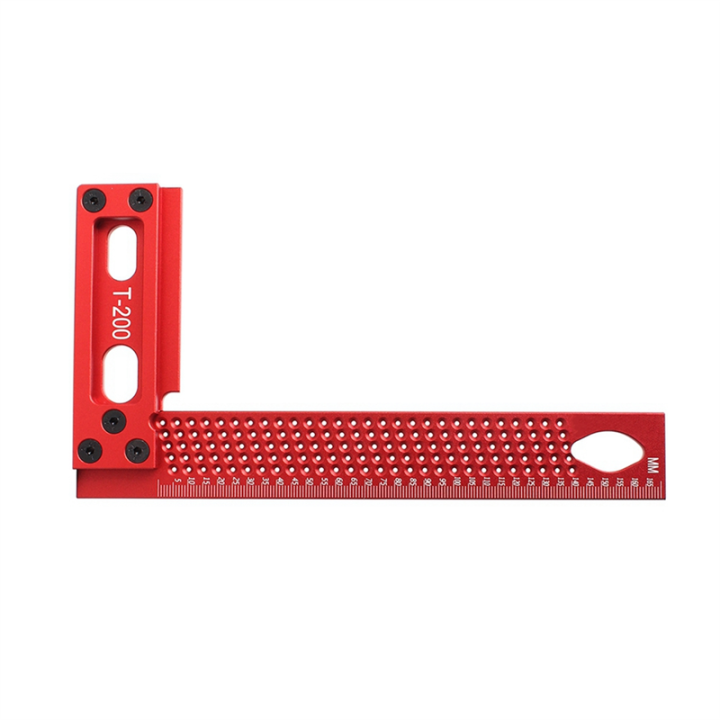 1 PCS 200MM Precision Scale Ruler L-Type Hole Ruler Red Woodworking ...