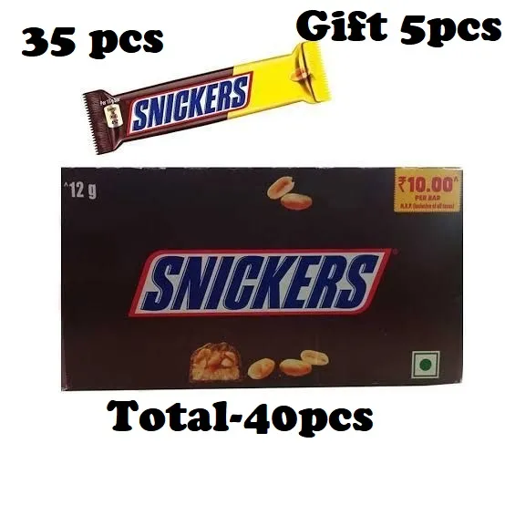 Snickers Chocolate 12g Bar - 35 pcs box extra gift 5 pcs- 40 Pcs Total ...