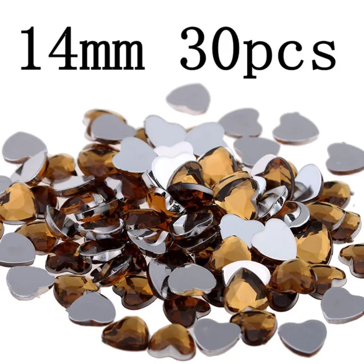 【happy one】Heart-Shaped Big Gems 30pcs 14mm Flat Facets Craft Art DIY ...