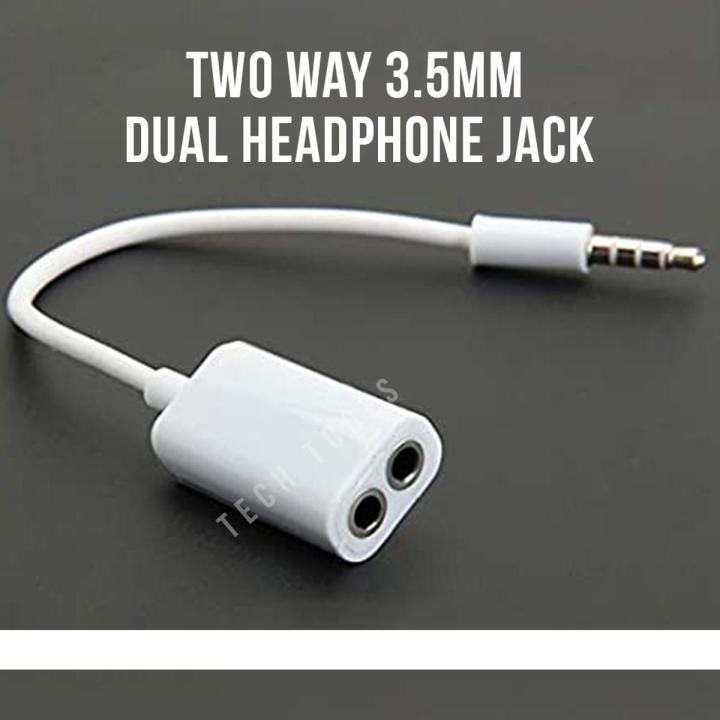 Two Way 3.5mm Dual Headphone Jack Splitter AUX Stereo Earphone Earbuds ...