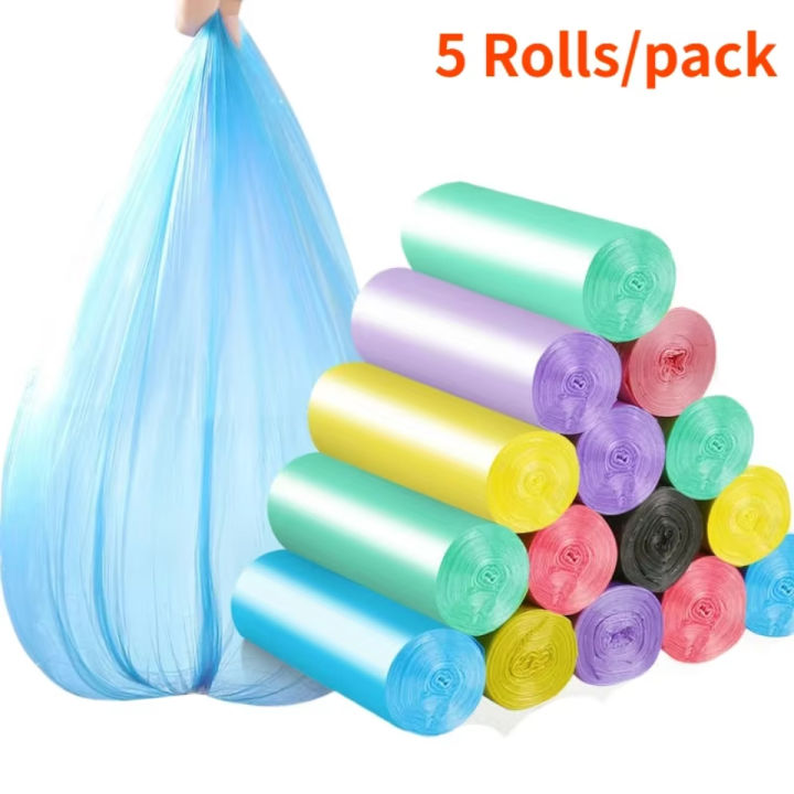 5 Rolls 100 Counts Disposable Small Trash Bags Portable Pe Rubbish Bags ...