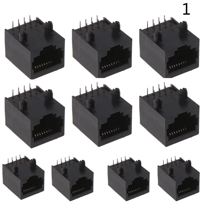 10PCS RJ45 Metal 8 Pin Female PCB Right Angle Board Jack Connector 8P8C ...