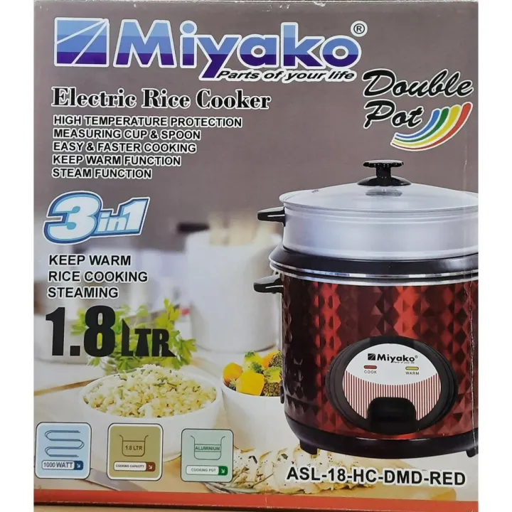 Miyako 1.8 LTR Double Pot Rice Cooker ASL-18-HC-DMD | Daraz.com.bd