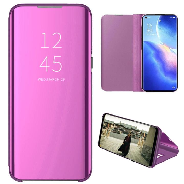 【3C VictoryEagle】Smart Mirror flip phone for Reno 5 Pro 5G View leather ...
