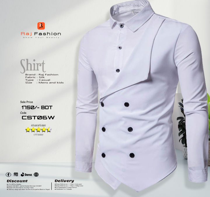Raj Fashion Premium Pure Cotton vest attached Shirt | CST-06W | Daraz ...