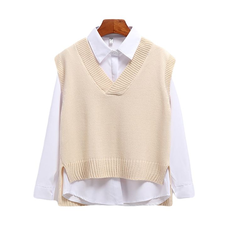 【Alien Alien】 Women Sweater Vest V-neck Knitted Top 2023 New Korean ...