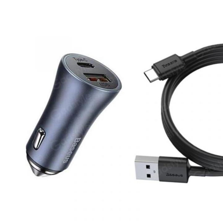 BASEUS Golden Contactor Pro 40W USB + Type C Quick Charging Car Charger ...