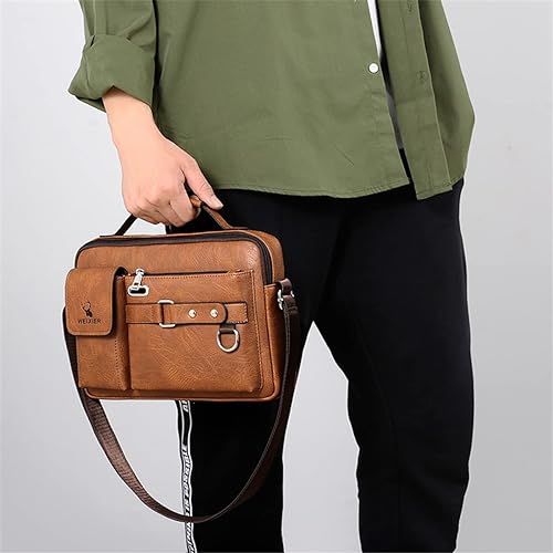 Men PU Leather Messenger Bag Multi Pockets Handbags | Daraz.com.bd