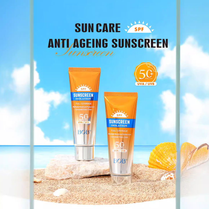 English version of sunscreen cream waterproof and sweatproof SPF50+ ultraviolet isolation ...