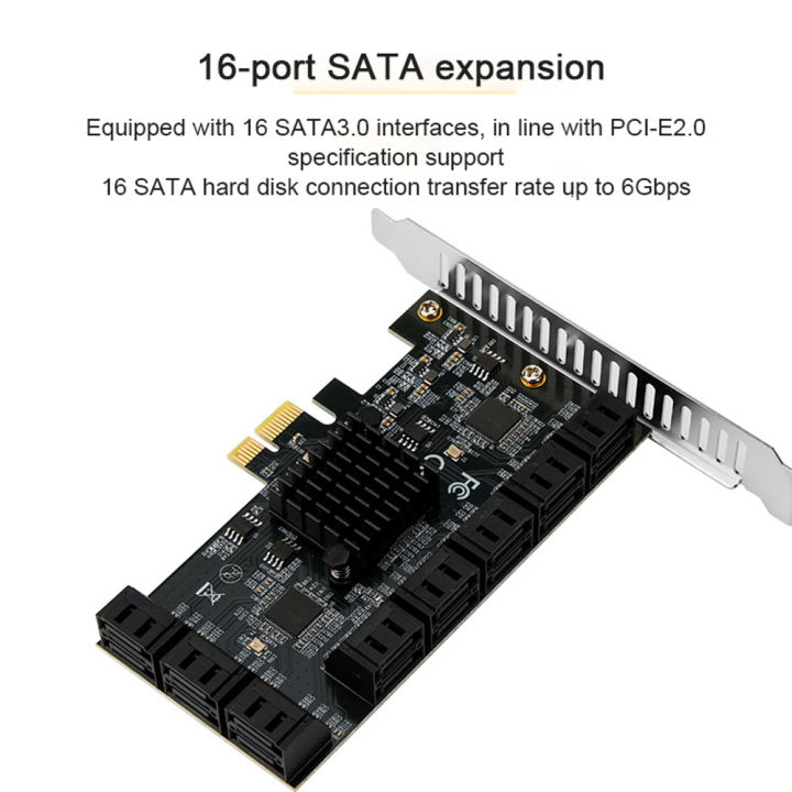 PCIE SATA Card 16 Ports 6Gb SATA 3.0 PCIe Card, PCIe To SATA Controller ...