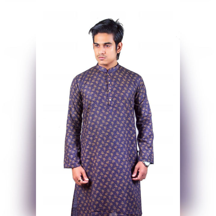 Men's Exclusive Stylish Cotton All Over Print Long Panjabi. | Daraz.com.bd