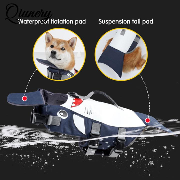 Pet Life Jacket With High Buoyancy Rescue Handle Oxford Cloth Shark ...
