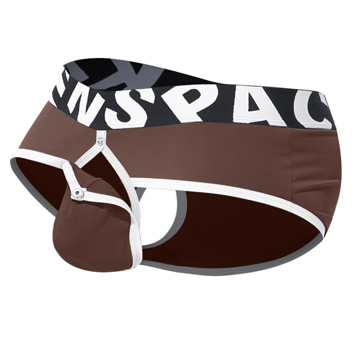 Men's Low Waist Underwear Open Front Briefs Lingerie Male Removable ...