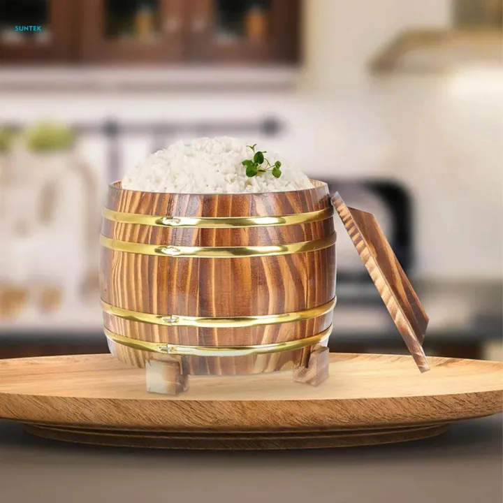 Wooden Rice Bucket Barrel 16cm Rice Cooling Bowl Easy to Use Mixing Pot ...