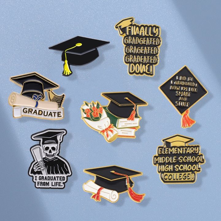 14 Styles Creative Graduation Season Enamel Lapel Pin Bachelor Hat ...