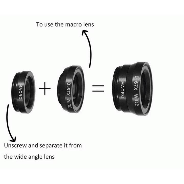 Universal Fisheye Lens 3 in 1 Mobile Phone Clip Lens Wide Angle Macro ...