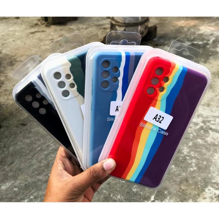 For Samsung Galaxy A32 Luxury Rainbow Silicone Protect Back Cover Soft ...